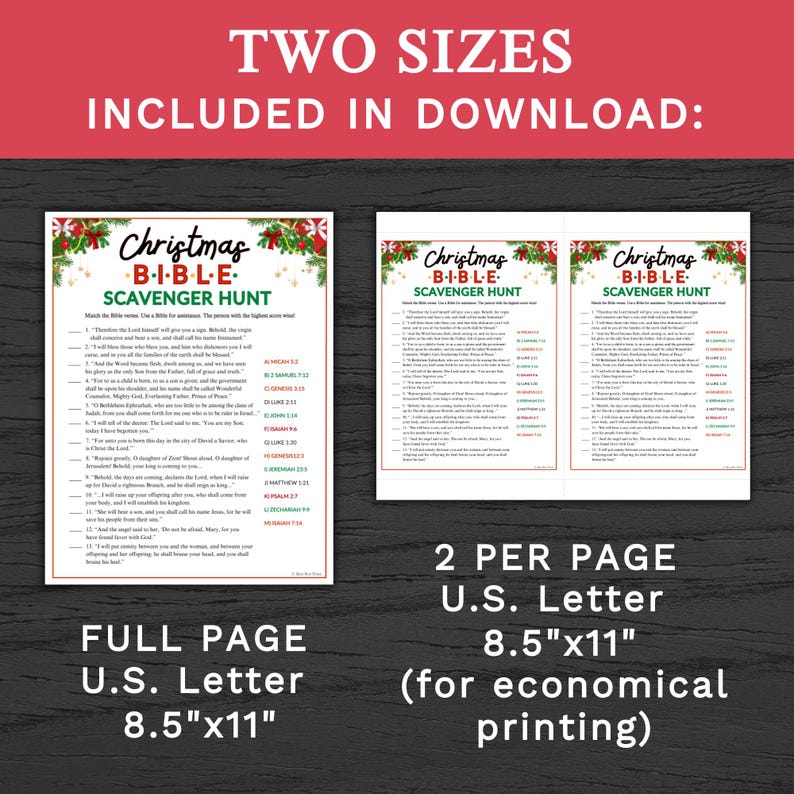 Christmas Bible Scavenger Hunt Game | Nativity Printable for Church ...