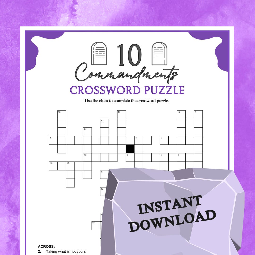 Ten Commandments Crossword Puzzle | Old Testament Printable for Church ...