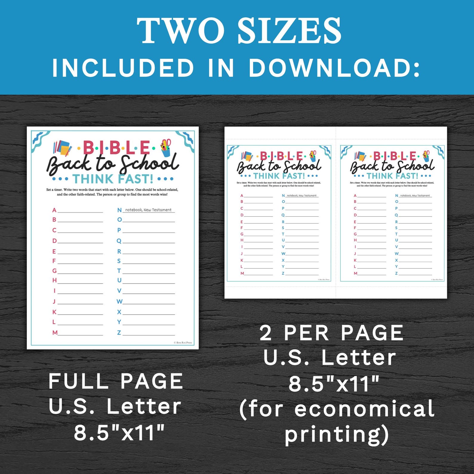 Bible Back to School Think Fast Game | Printable for Church, Sunday ...