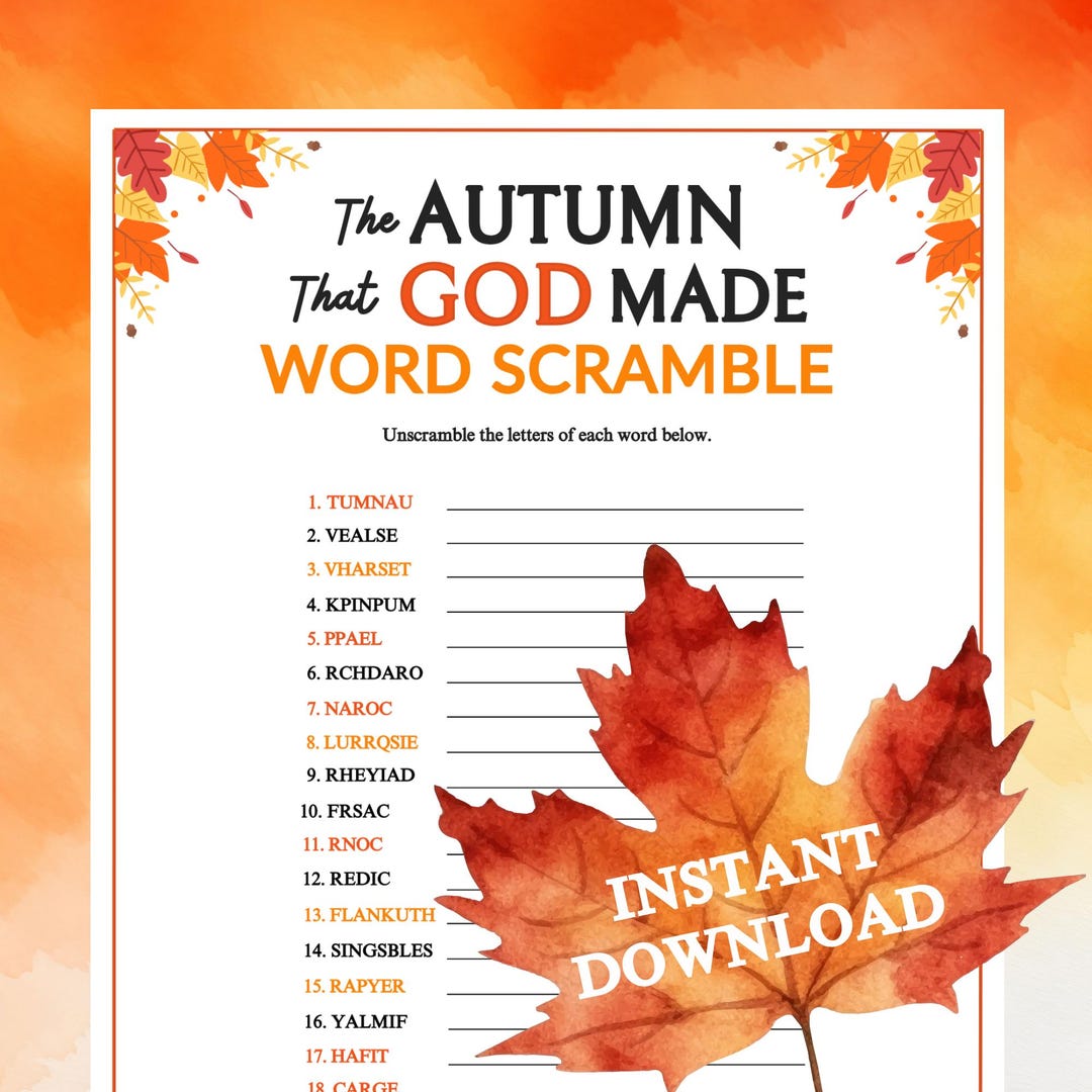 The Autumn That God Made Word Scramble Game | Fall Printable for Church ...