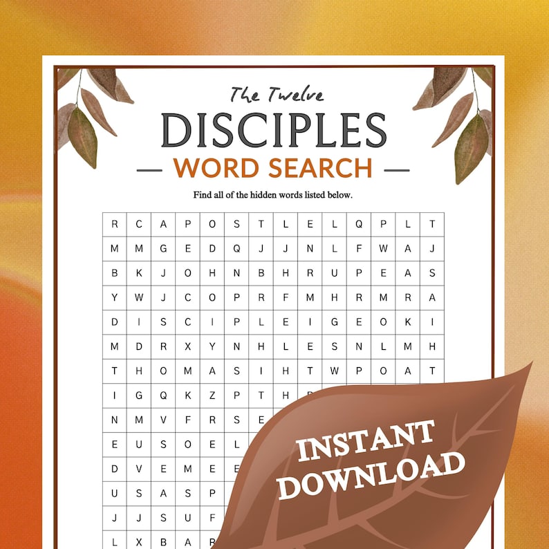 The Twelve Disciples Word Search Game | Jesus' Apostles Printable for ...