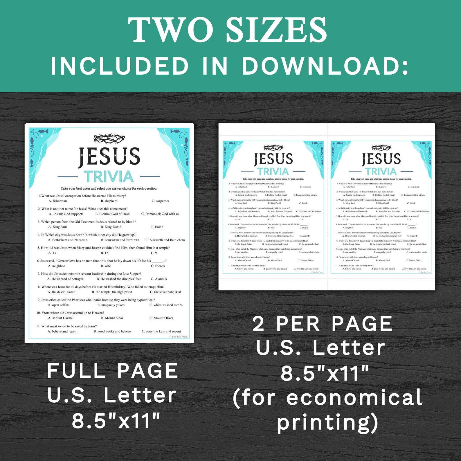 Jesus Trivia Game | Printable for Church, Kids Teens Adults, Sunday ...