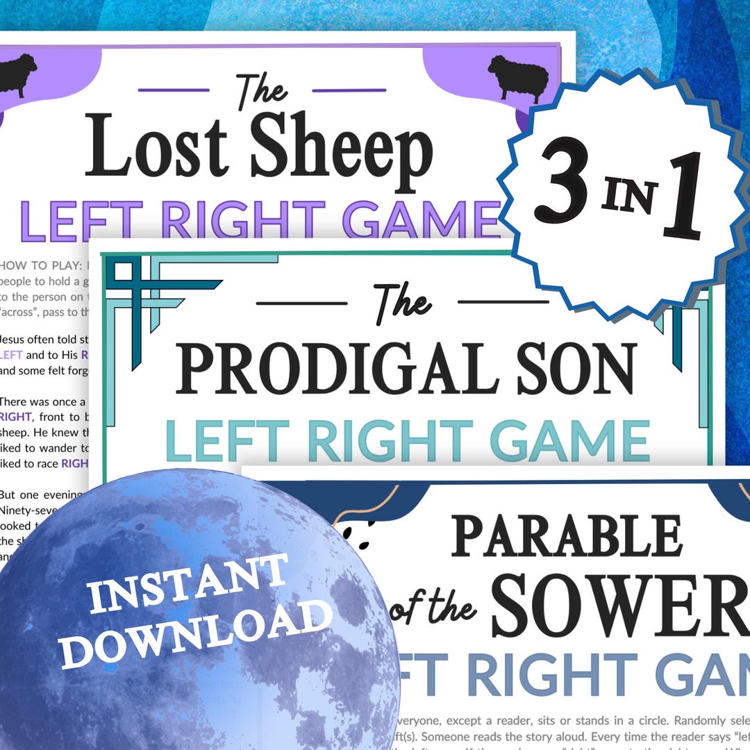 Jesus Parables Left Right Games BUNDLE | 3 Printables for Church, Kids ...