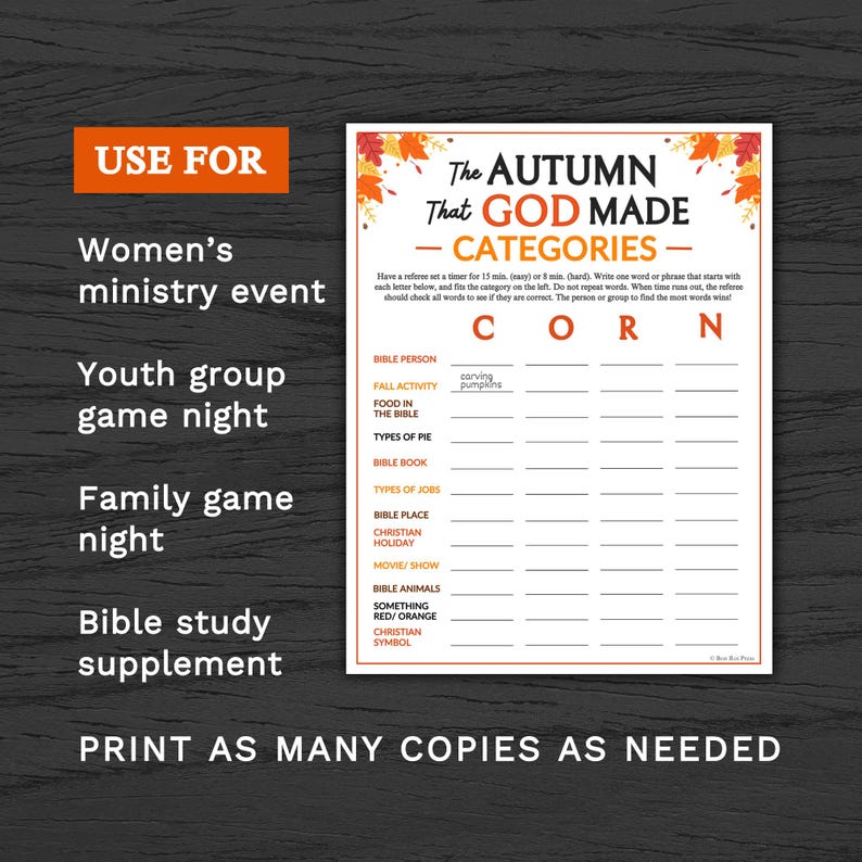 The Autumn That God Made Word Categories Game | Fall Printable for ...