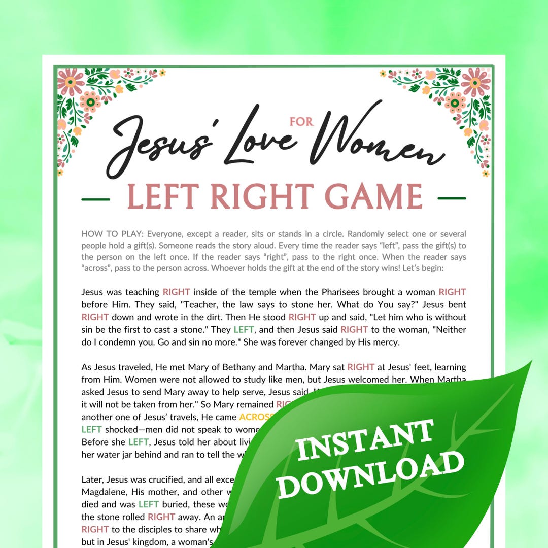Jesus' Love for Women Left Right Game | Printable for Church Teens ...