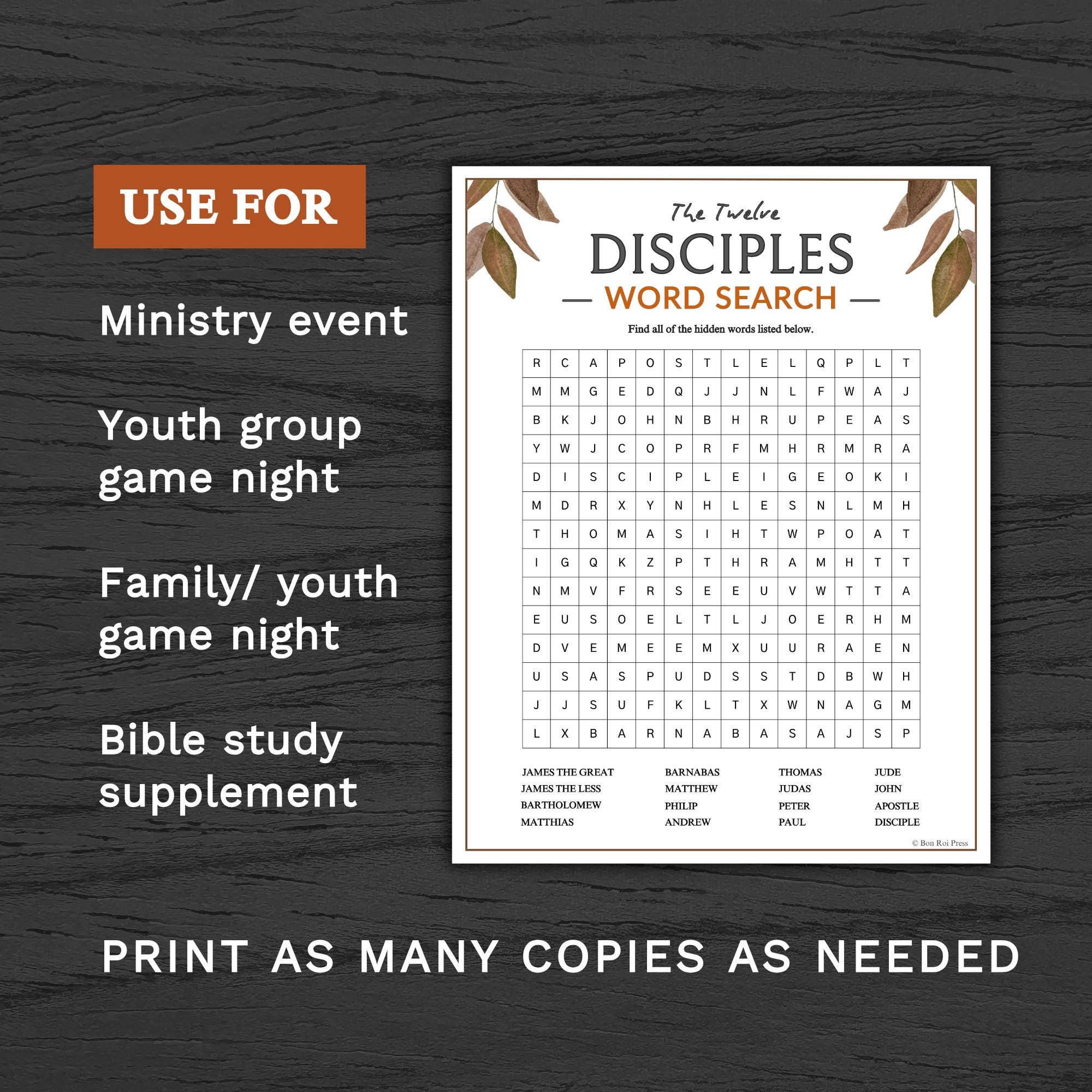 The Twelve Disciples Word Search Game | Jesus' Apostles Printable for ...
