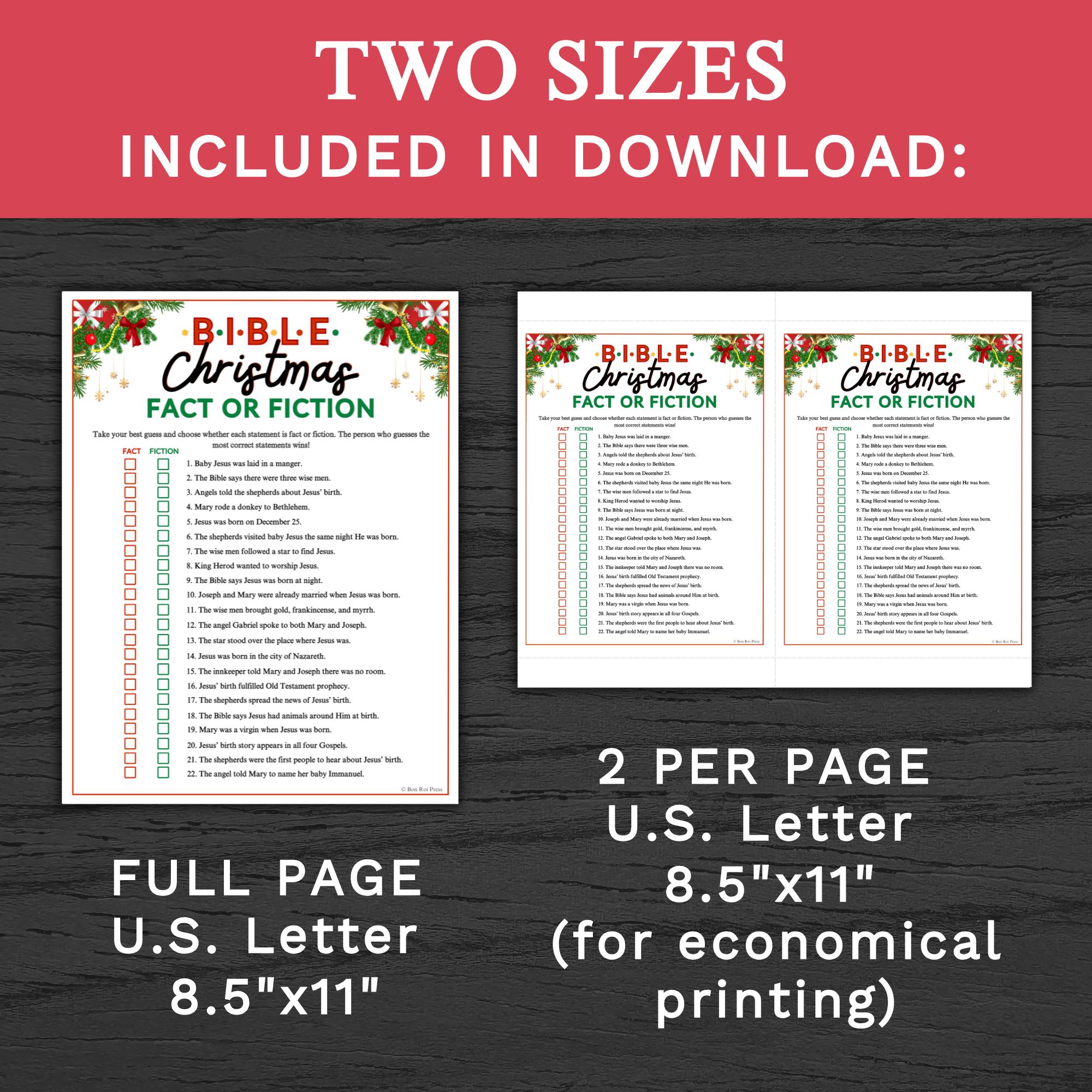Bible Christmas Fact or Fiction Game | Nativity Christian Printable for ...