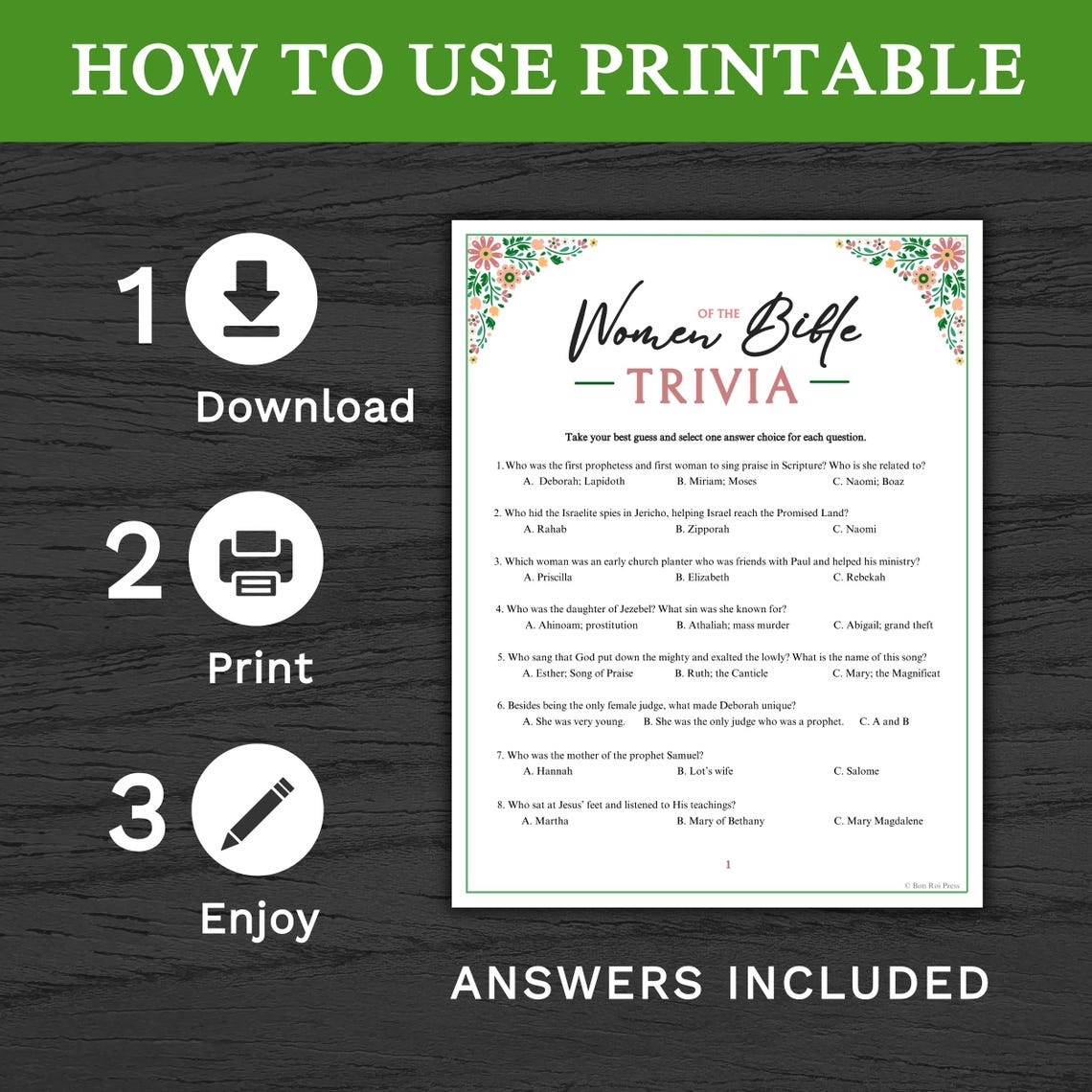 Women of the Bible Trivia Game | Printable for Church Youth Group ...