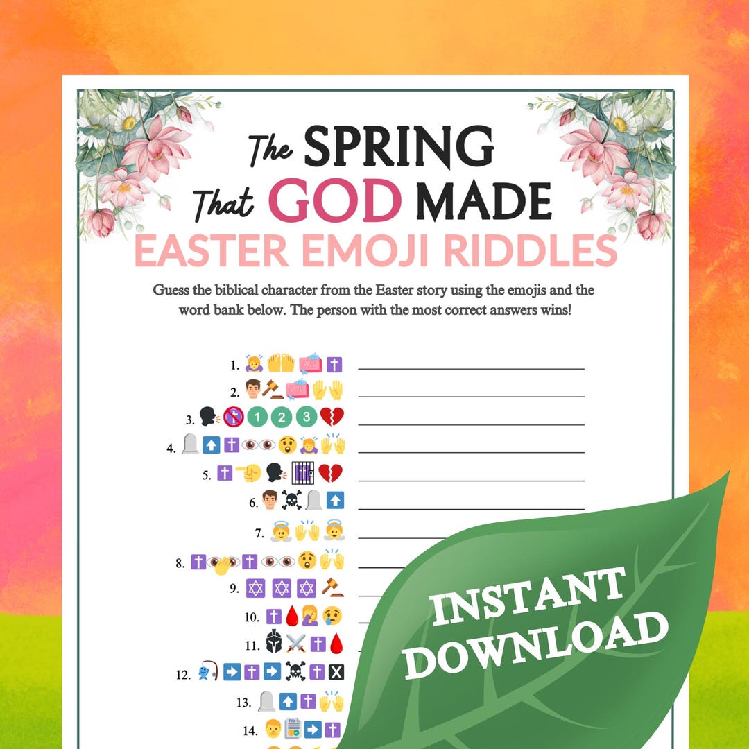 The Spring That God Made Easter Emoji Riddles Game | Printable for ...