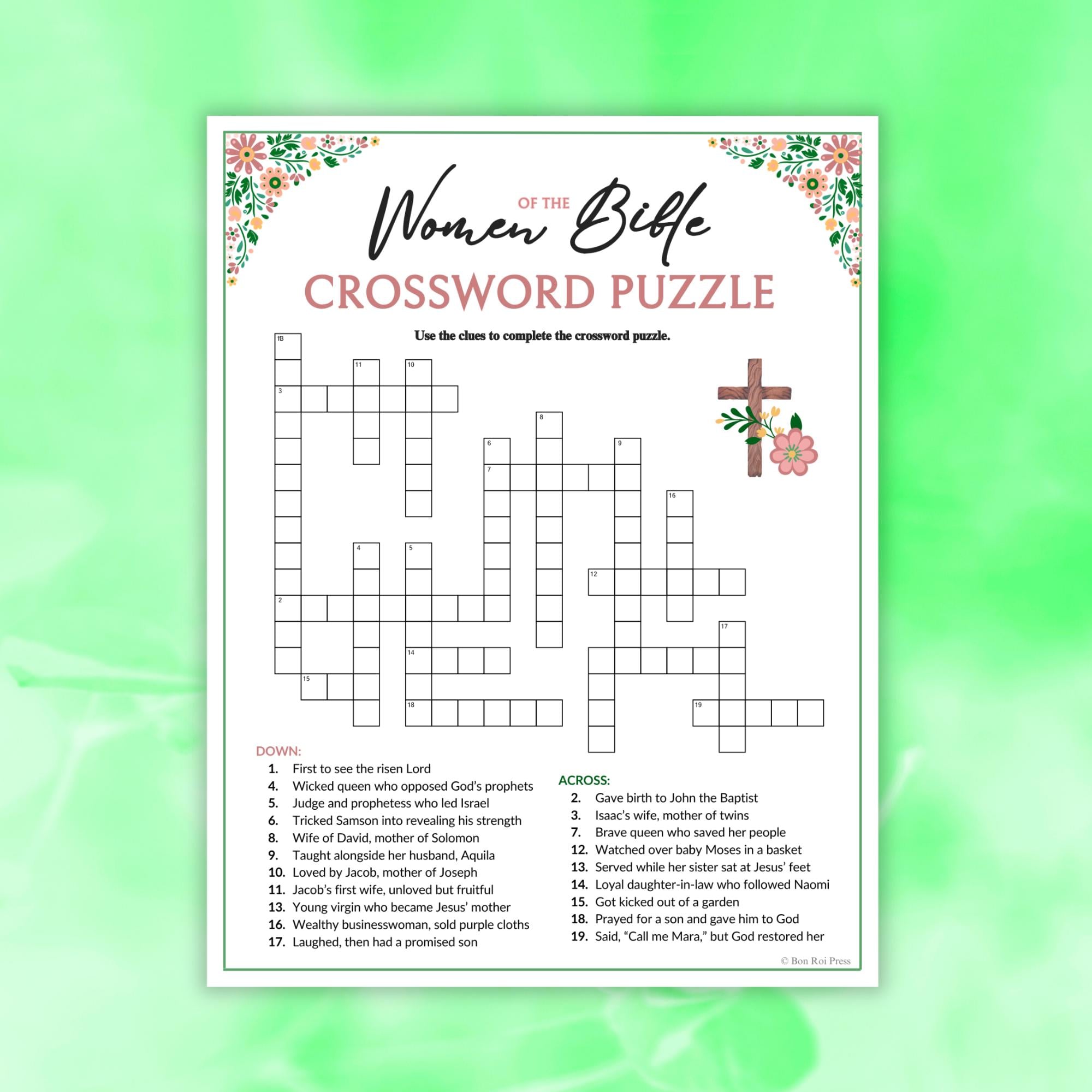 Women of the Bible Crossword Puzzle | Printable Game for Church Kids ...