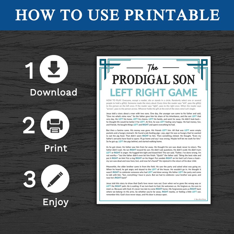 Prodigal Son Left Right Game | Jesus' Parable Printable for Church Kids ...
