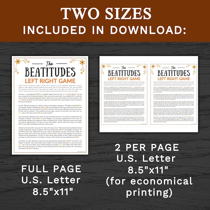 Beatitudes Left Right Game | Jesus' Sermon on the Mount Printable for ...