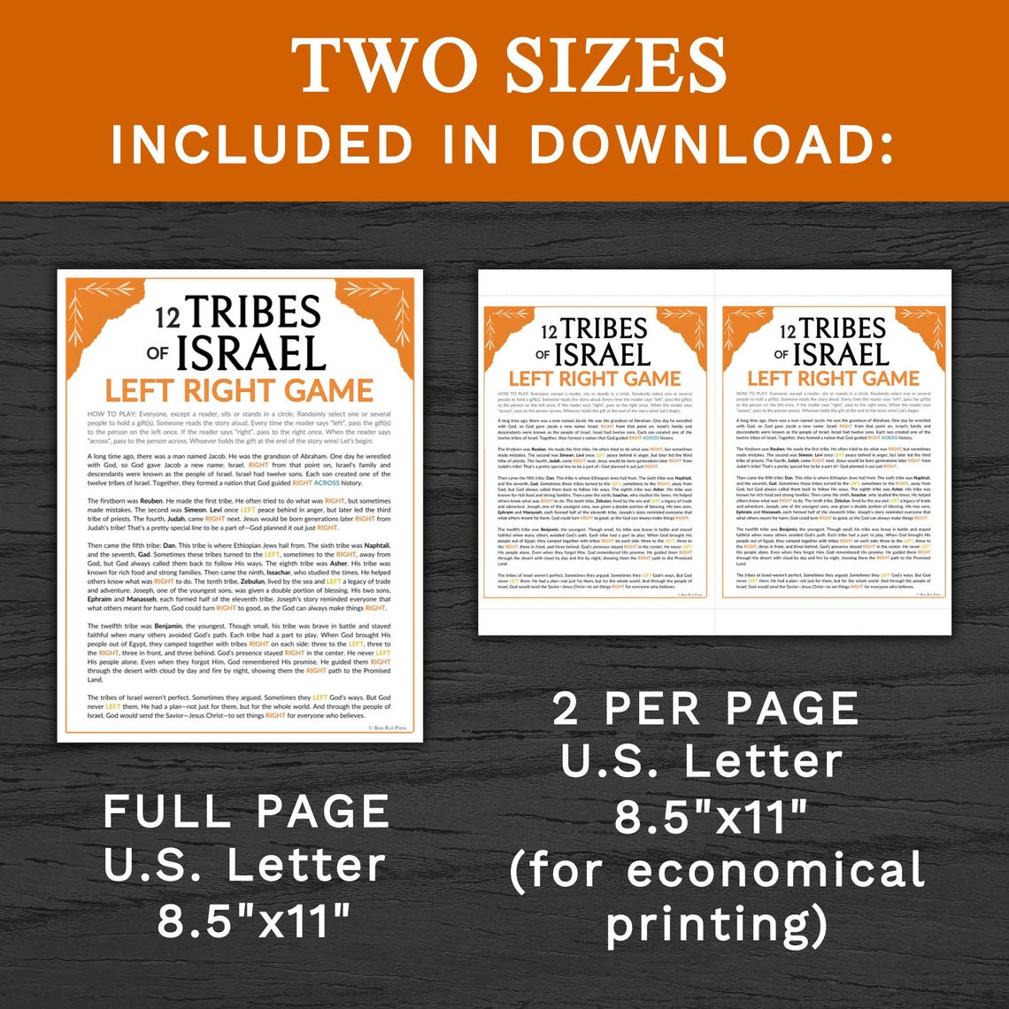 12 Tribes of Israel Left Right Game | Sons of Jacob Story Printable for ...