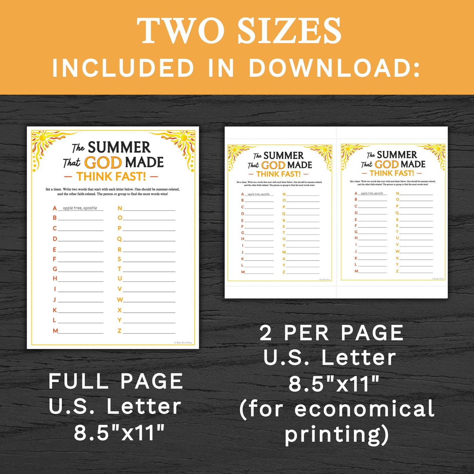 The Summer That God Made Think Fast Game | Printable for Church Kids ...