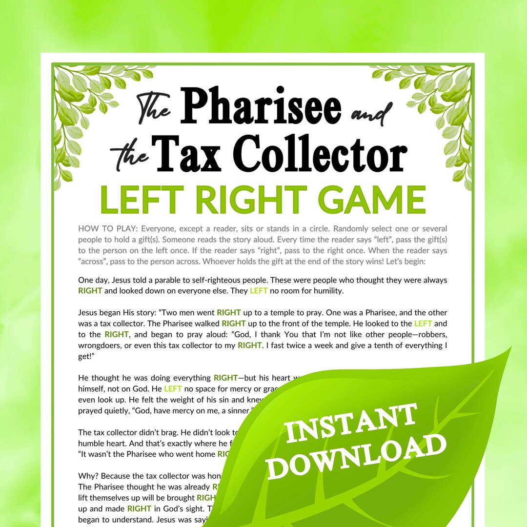 The Pharisee & the Tax Collector Left Right Game | Jesus Parable Story ...