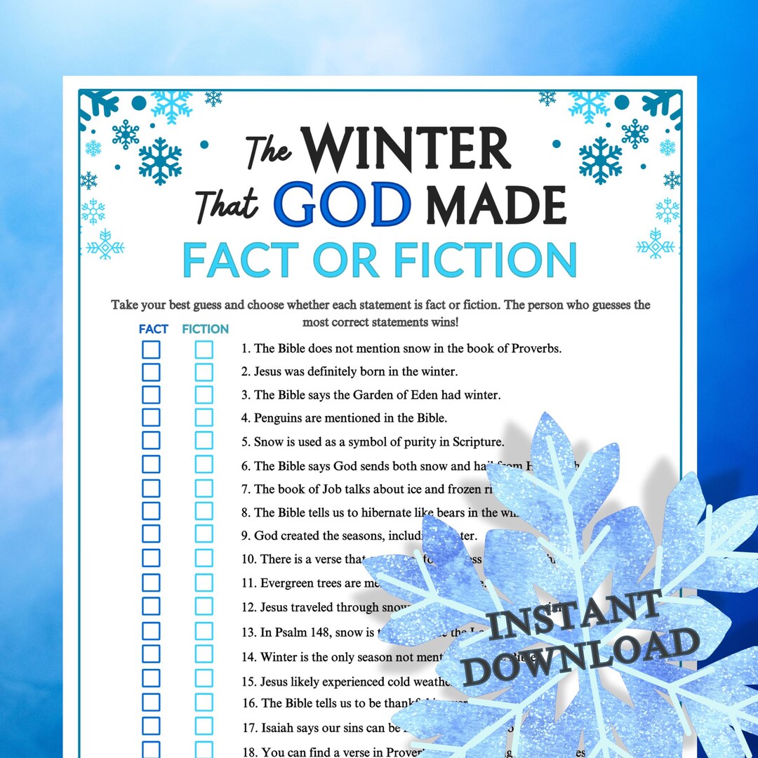 The Winter That God Made Fact or Fiction Game | Printable for Church ...