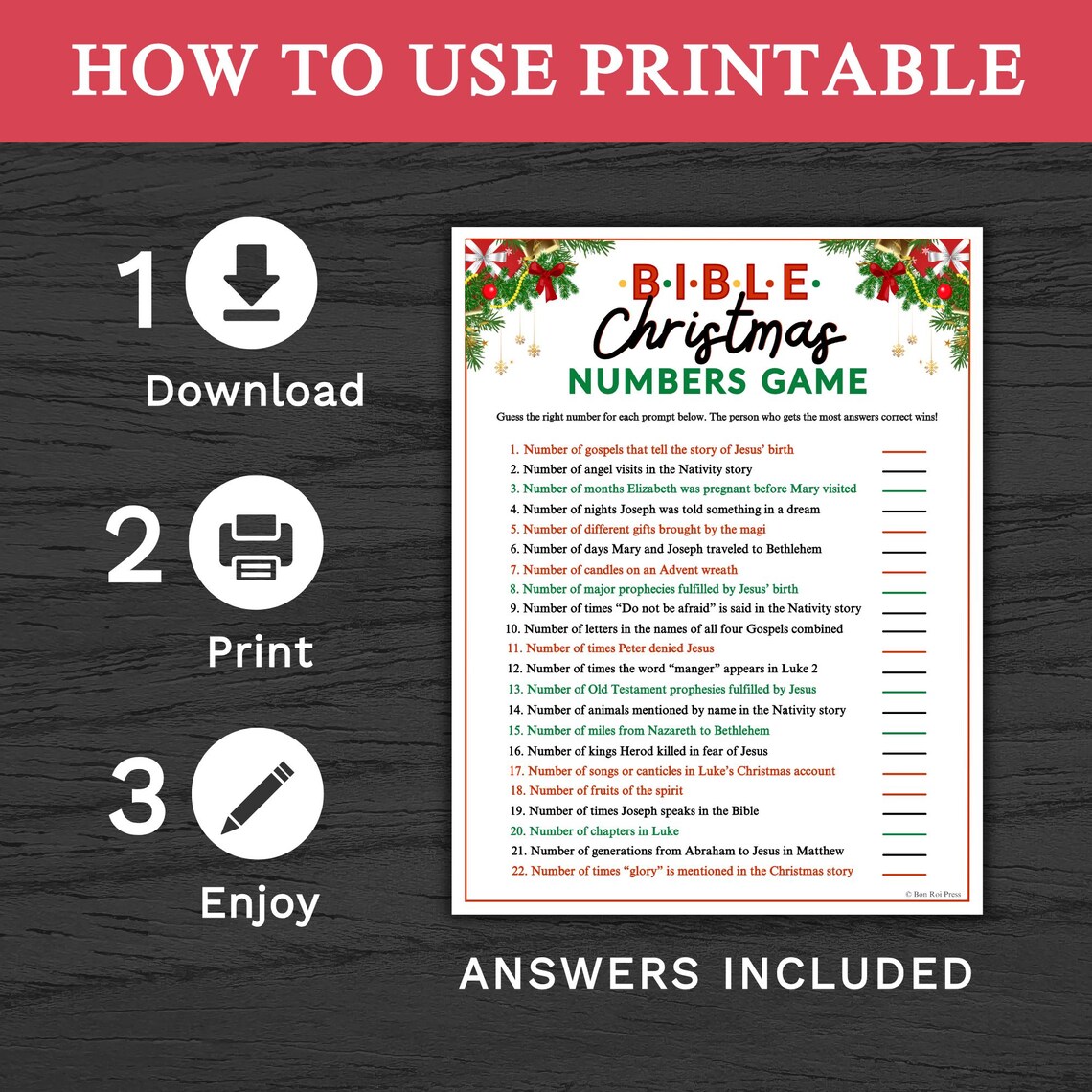 Bible Christmas Numbers Game | Guess the Number Nativity Game Printable ...