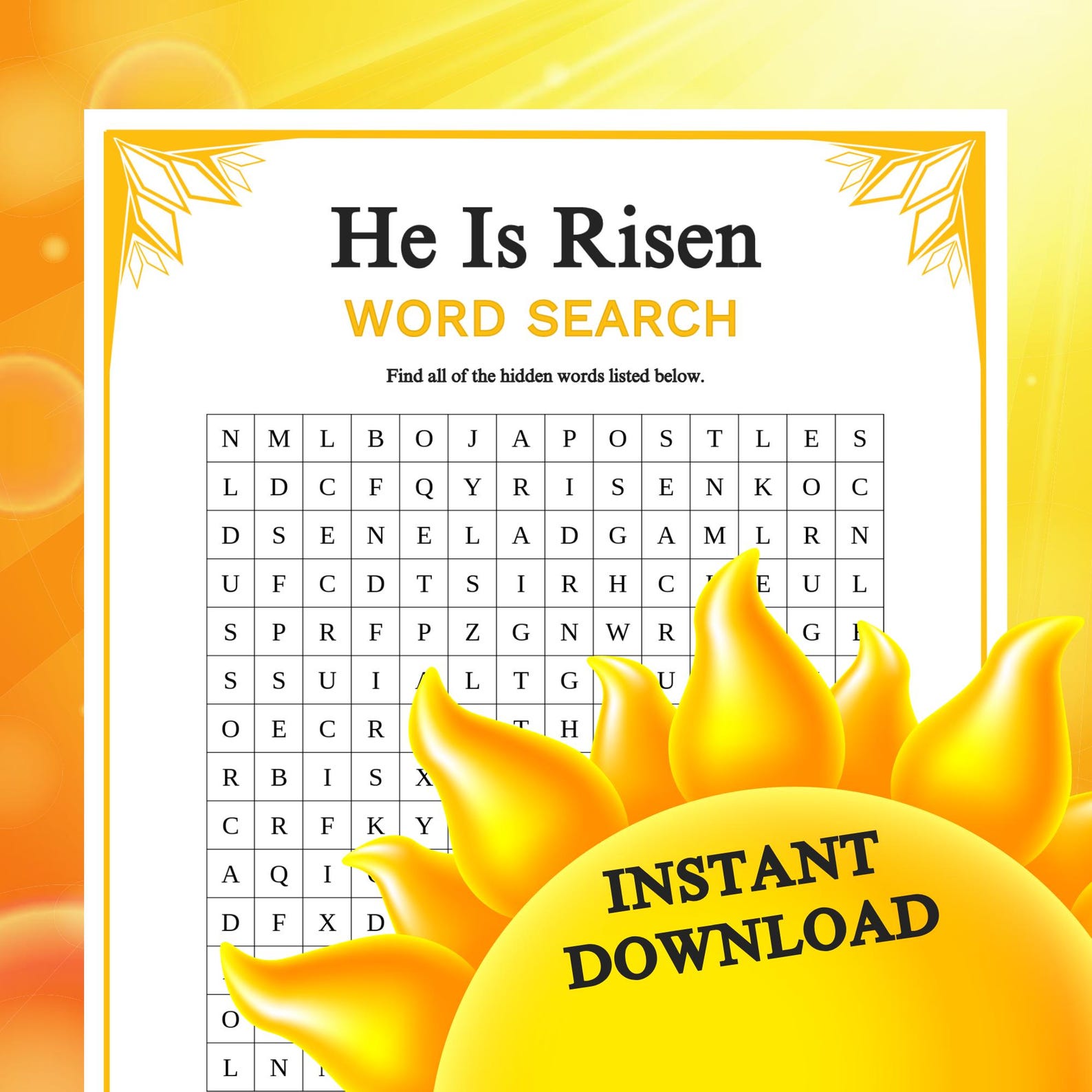 He is Risen Word Search Game | Resurrection Printable for Christian ...