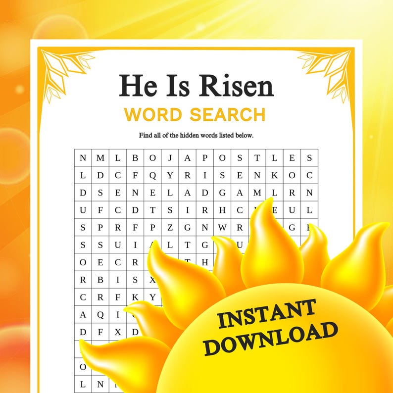 He is Risen Word Search Game | Resurrection Printable for Christian ...