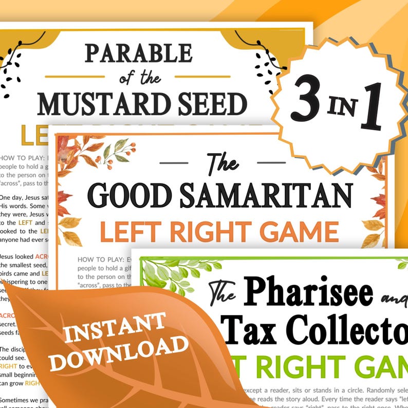 Parables Left Right Games BUNDLE | 3 Printables for Kids, Adults ...