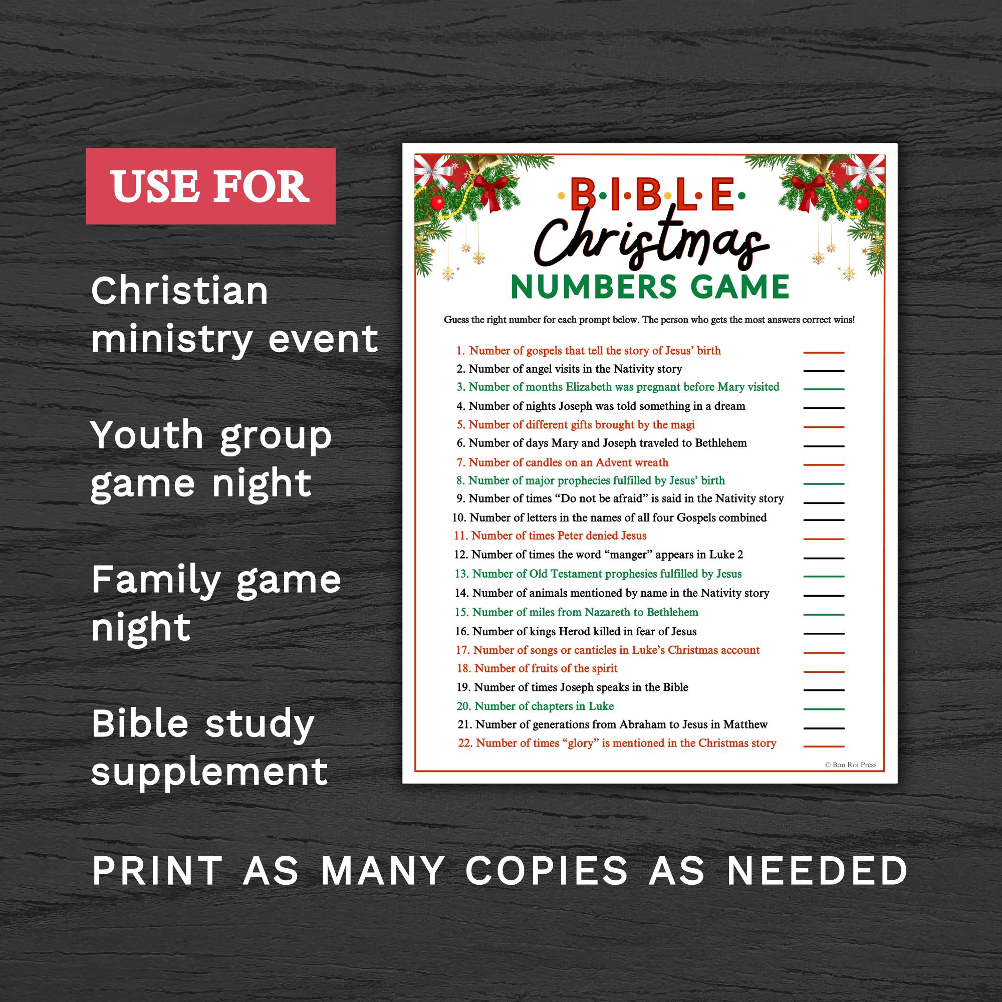 Bible Christmas Numbers Game | Guess the Number Nativity Game Printable ...