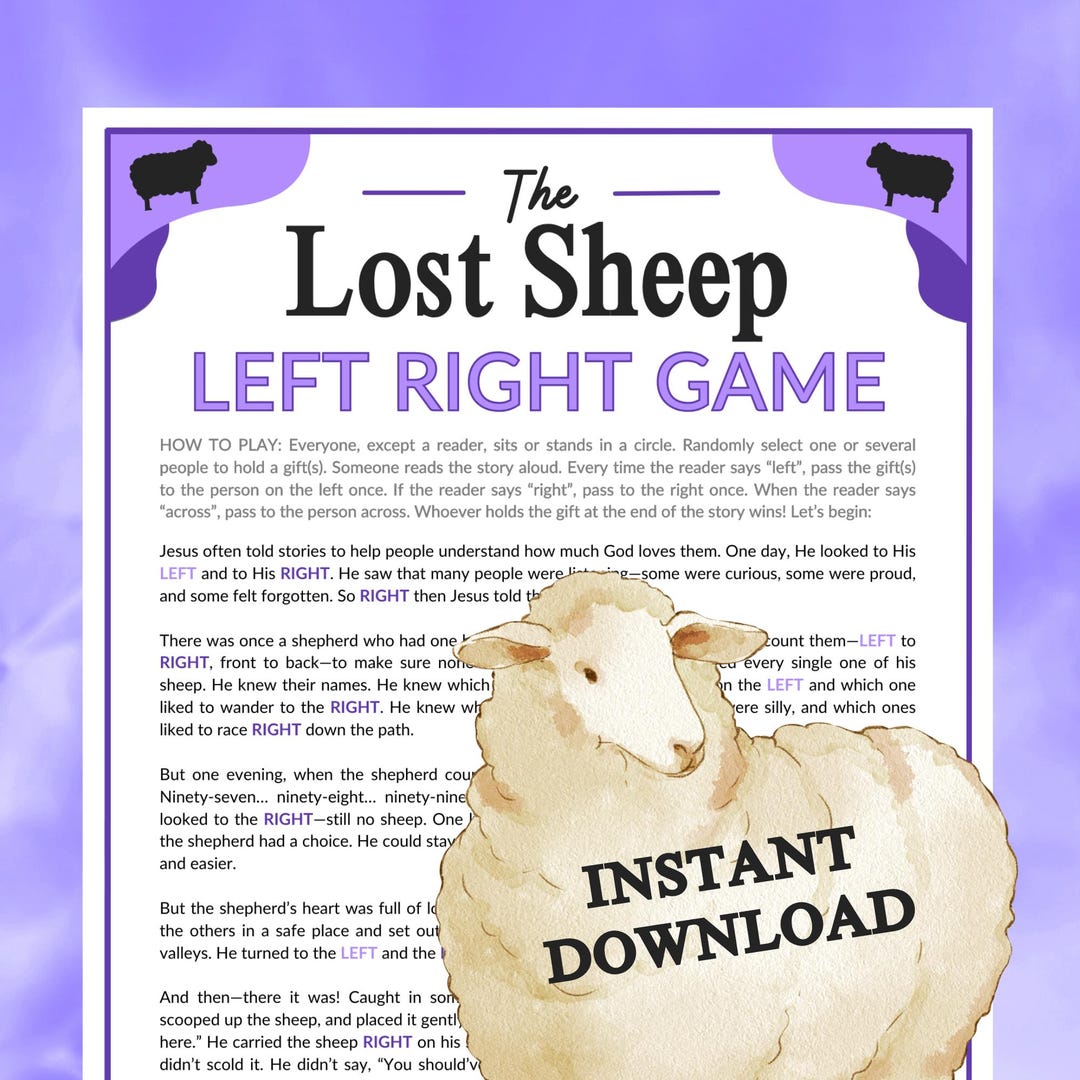 The Lost Sheep Left Right Game | the 99 Jesus Parable Story Printable ...