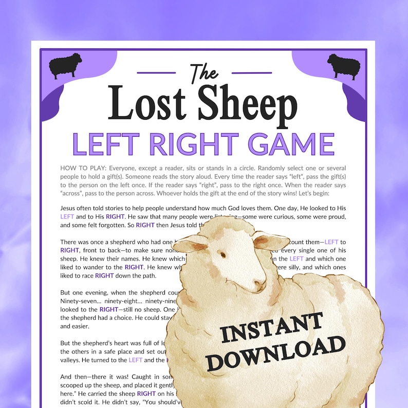 The Lost Sheep Left Right Game | the 99 Jesus Parable Story Printable ...
