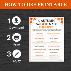 The Autumn That God Made Charades Game | Fall Printable for Church Kids ...