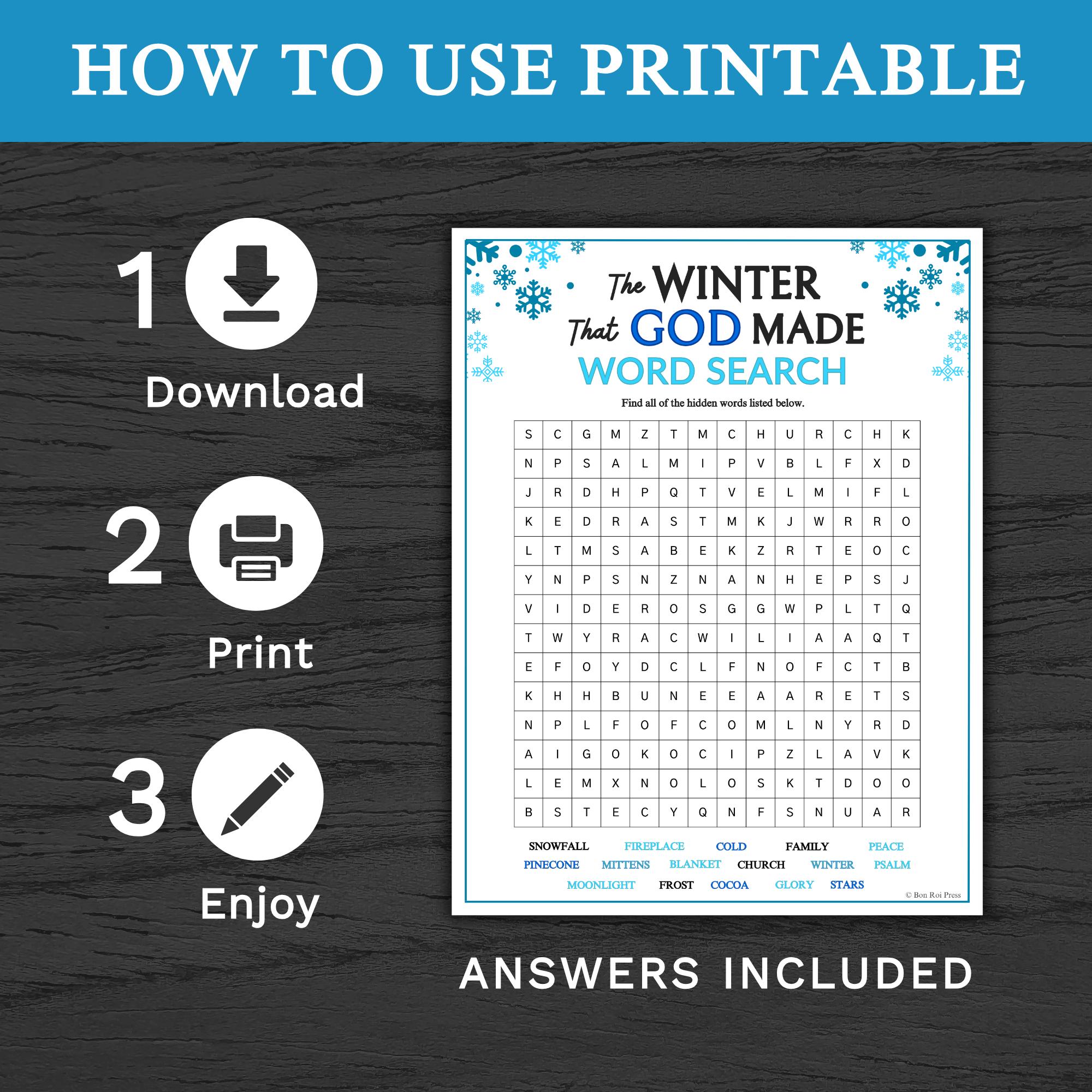 The Winter That God Made Word Search Game | Printable for Church Kids ...