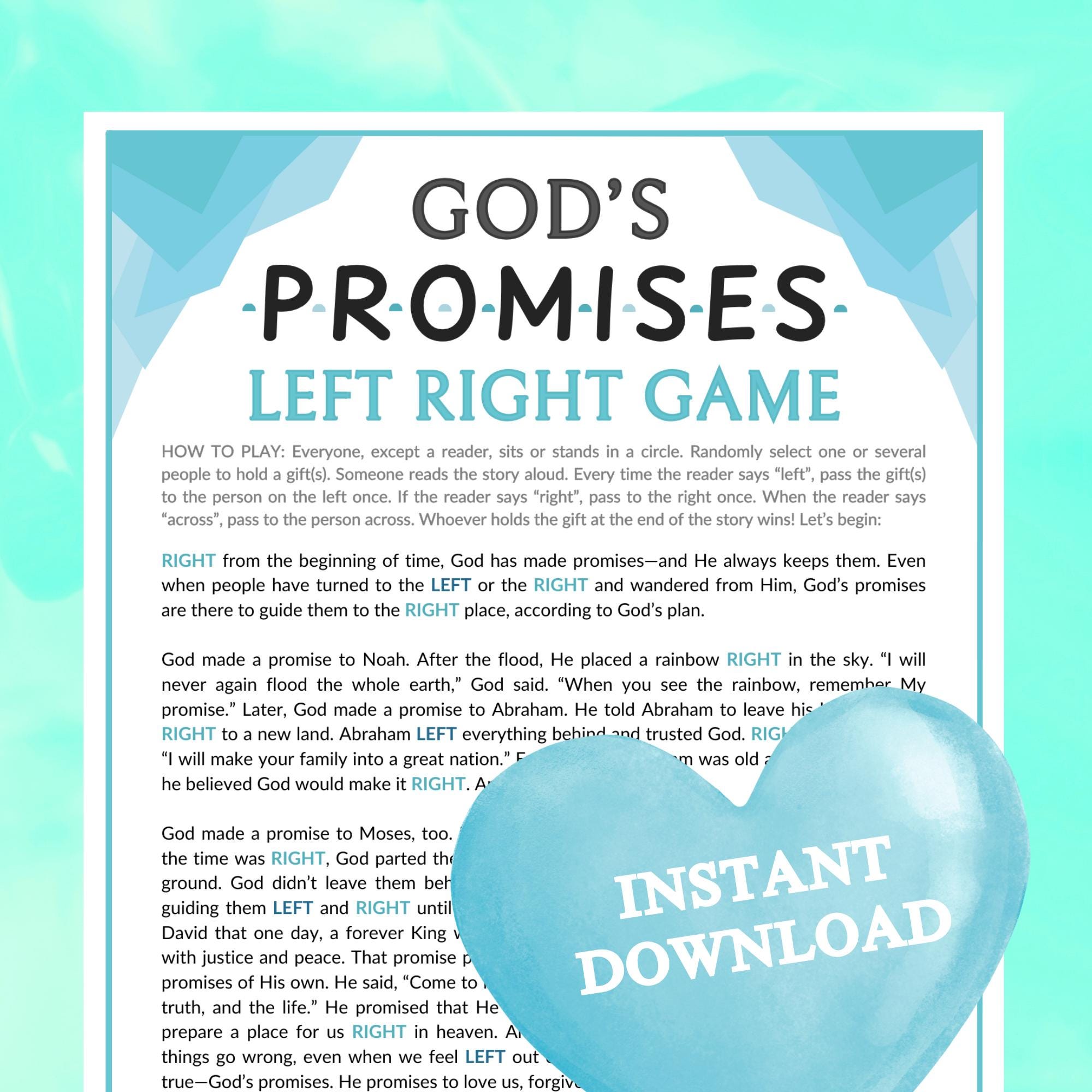 God's Promises Left Right Game | Christian Story Printable for Church ...