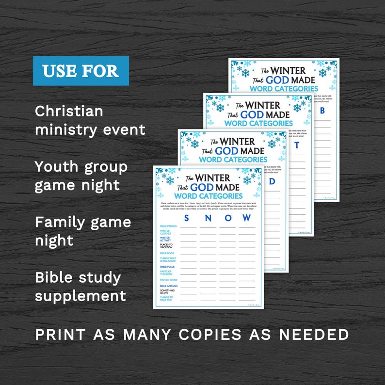 The Winter That God Made Word Categories Game | Printable for Church ...