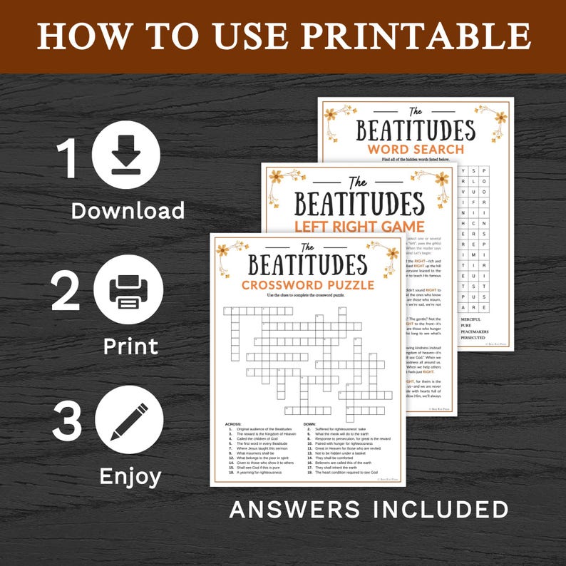 The Beatitudes Games BUNDLE | Learn About Jesus' Sermon on the Mount 3 ...