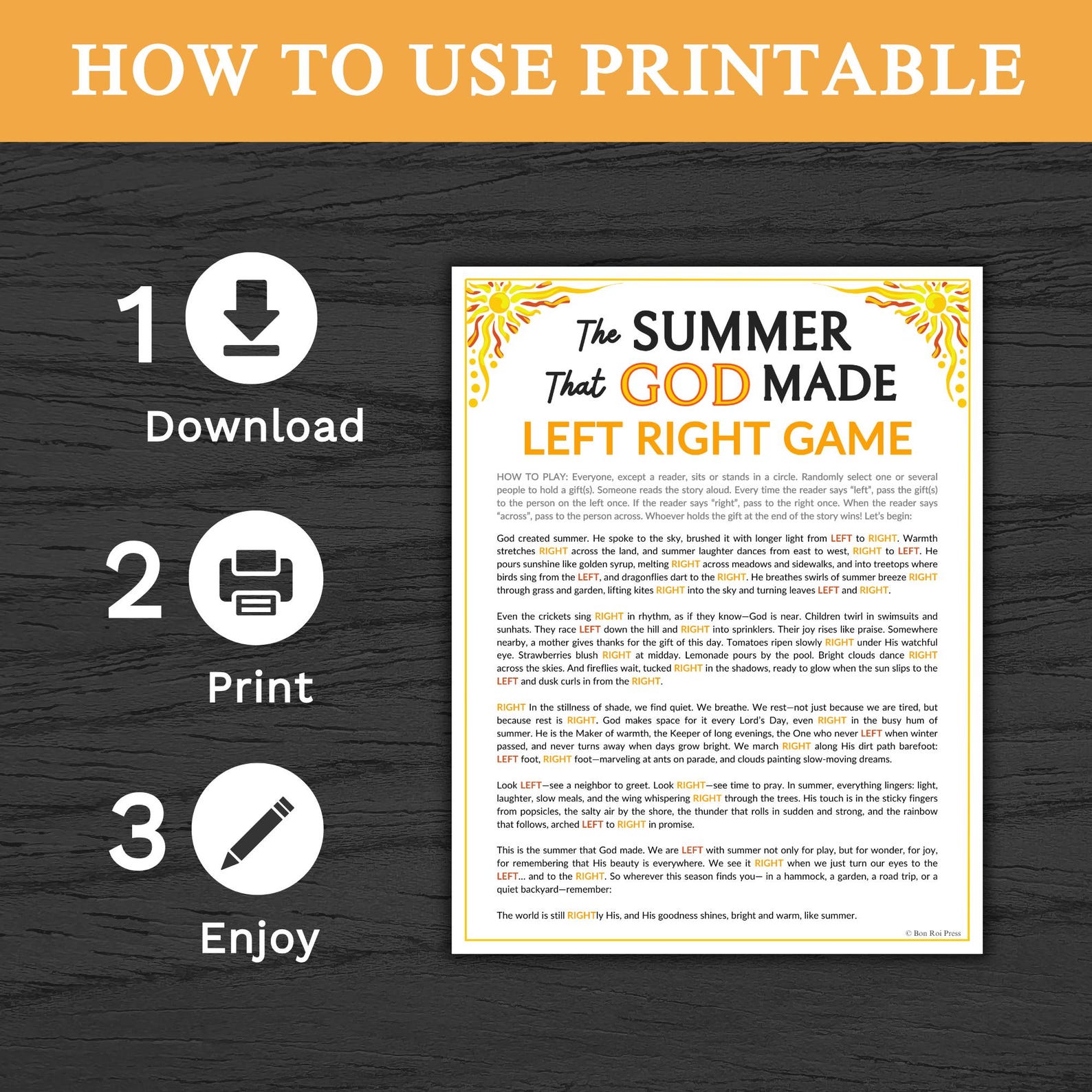 The Summer That God Made Left Right Game | Printable for Church Kids ...