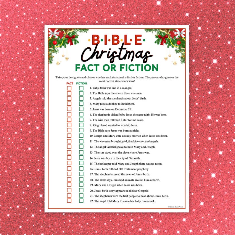 Bible Christmas Fact or Fiction Game | Nativity Christian Printable for ...