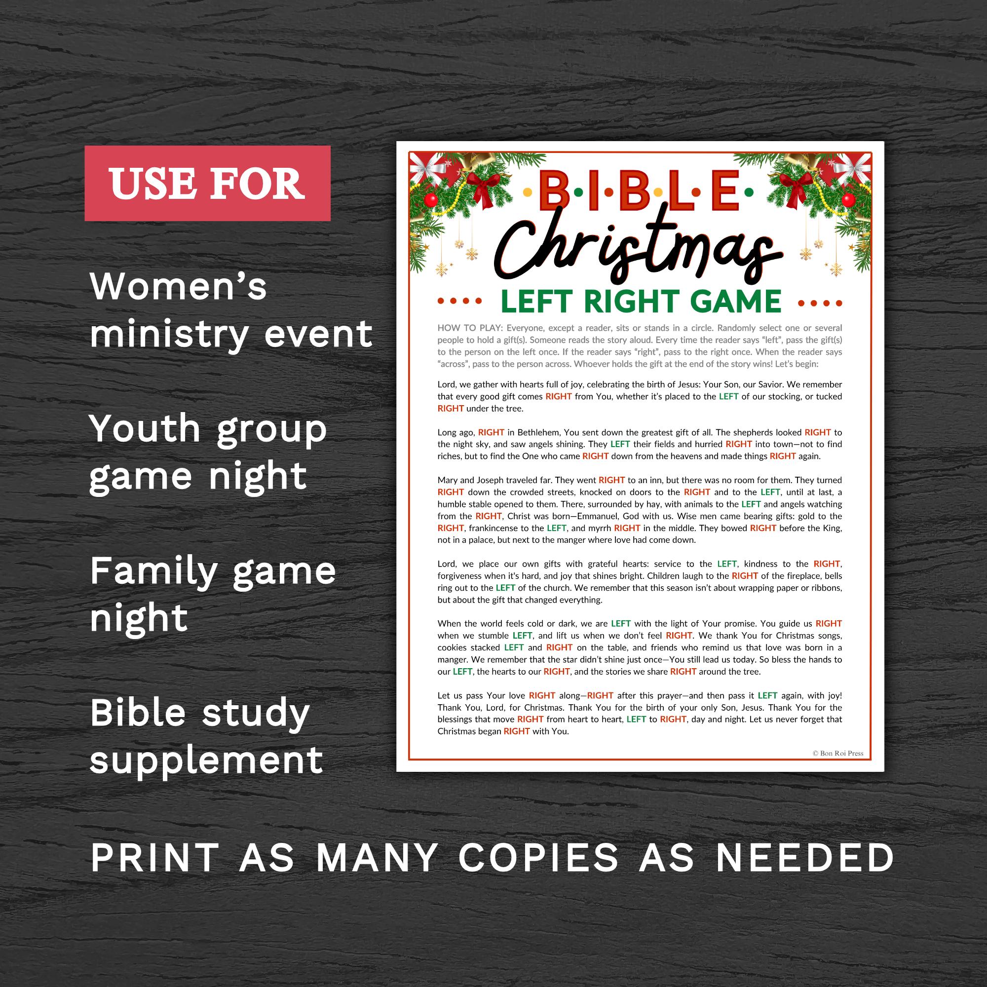 Bible Christmas Left Right Game | Nativity Story Prayer Printable for ...