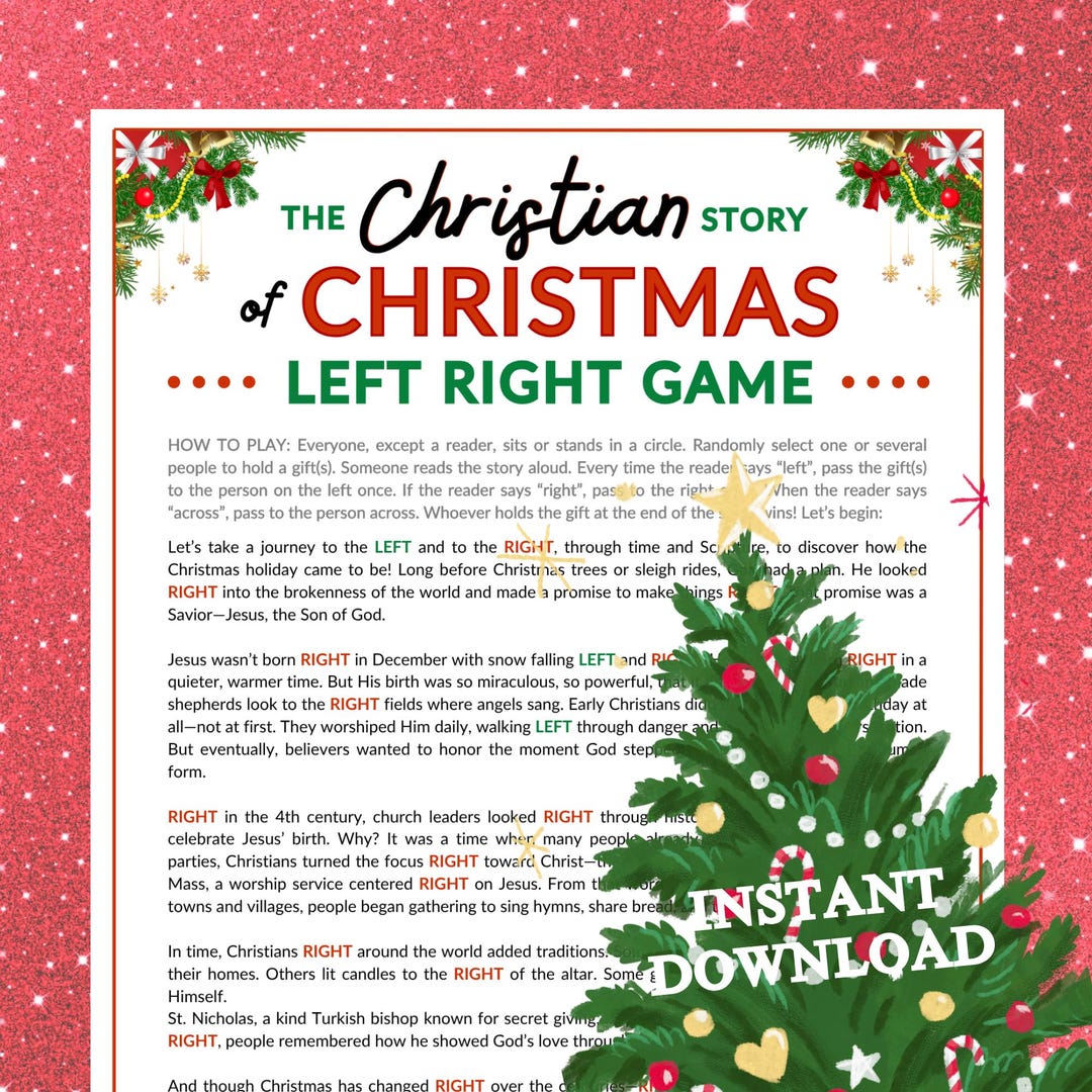 The Christian Story of Christmas Left Right Game | Printable for Church ...