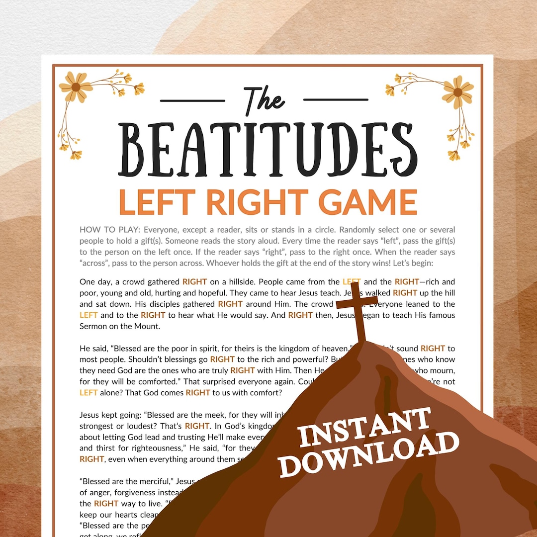 Beatitudes Left Right Game | Jesus' Sermon on the Mount Printable for ...