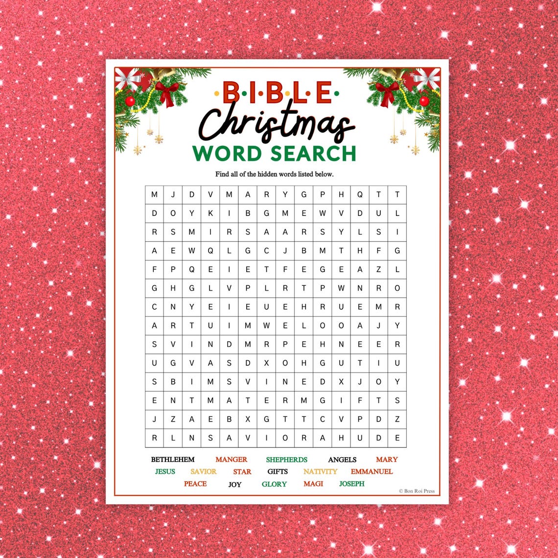 Bible Christmas Word Search Game | Nativity Christian Printable for ...