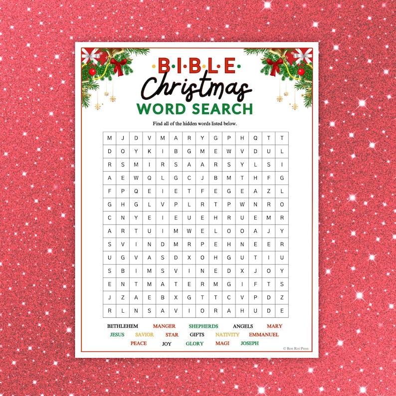 Bible Christmas Word Search Game | Nativity Christian Printable for ...