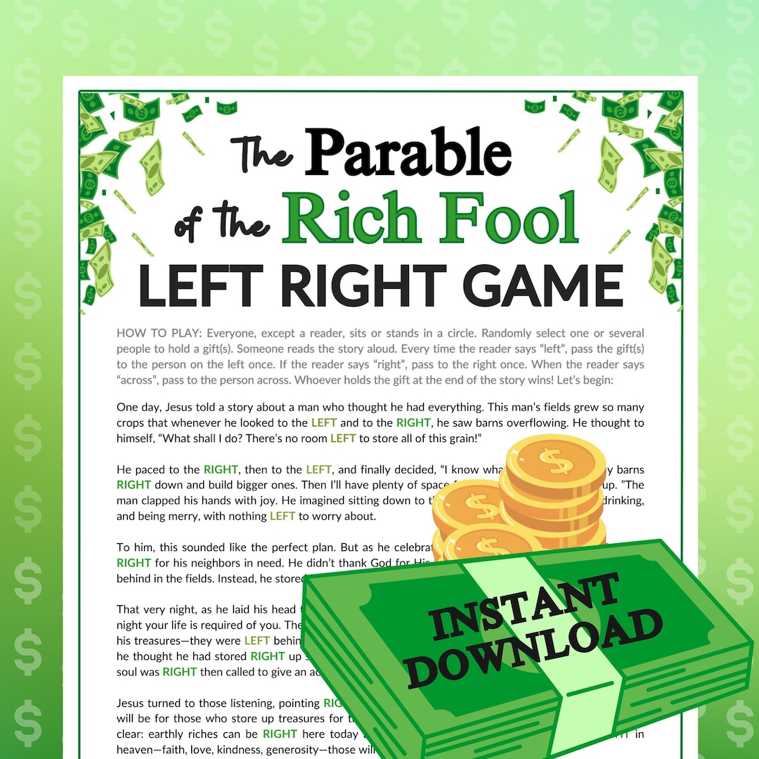 The Parable of the Rich Fool Left Right Game | Printable for Church ...