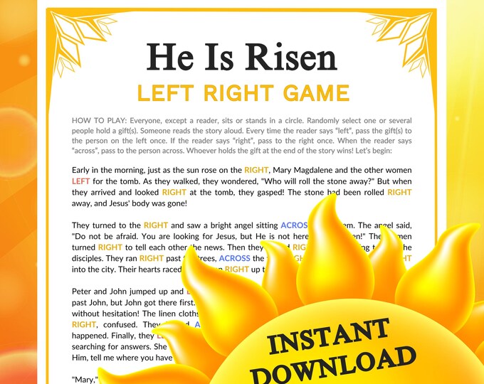 He is Risen Left Right Game | Resurrection Christian Story Printable ...