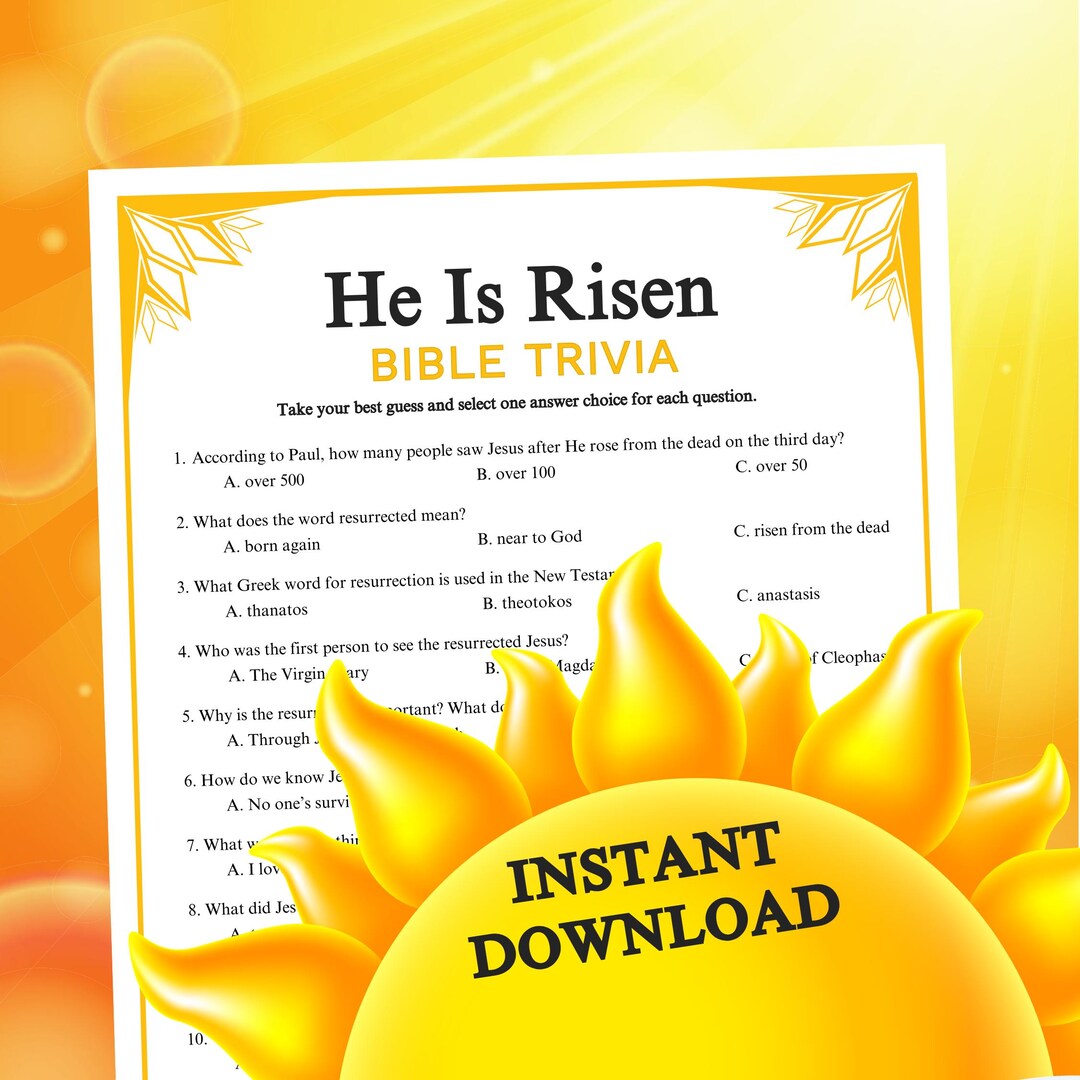 He is Risen Bible Trivia Game | Resurrection Jesus Printable for Church ...