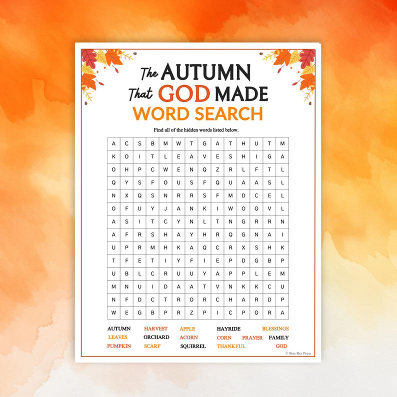 The Autumn That God Made Word Scramble Game | Fall Printable for Church ...