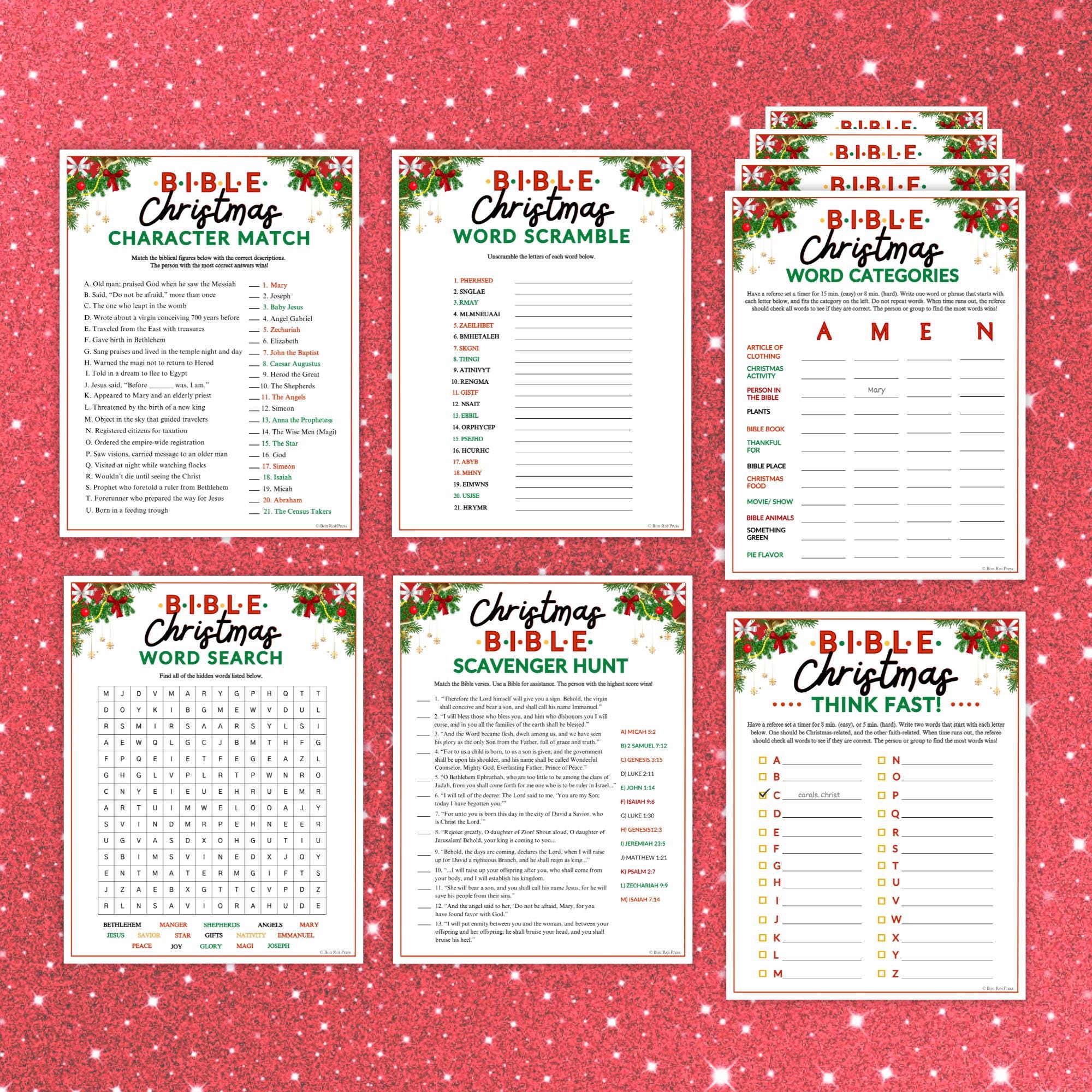 Bible Christmas Games 12 BUNDLE | Printables for Church Kids Adults ...