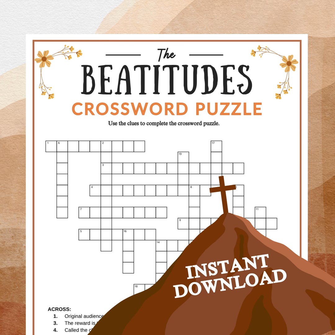 Beatitudes Crossword Puzzle | Jesus Sermon on the Mount Printable for ...