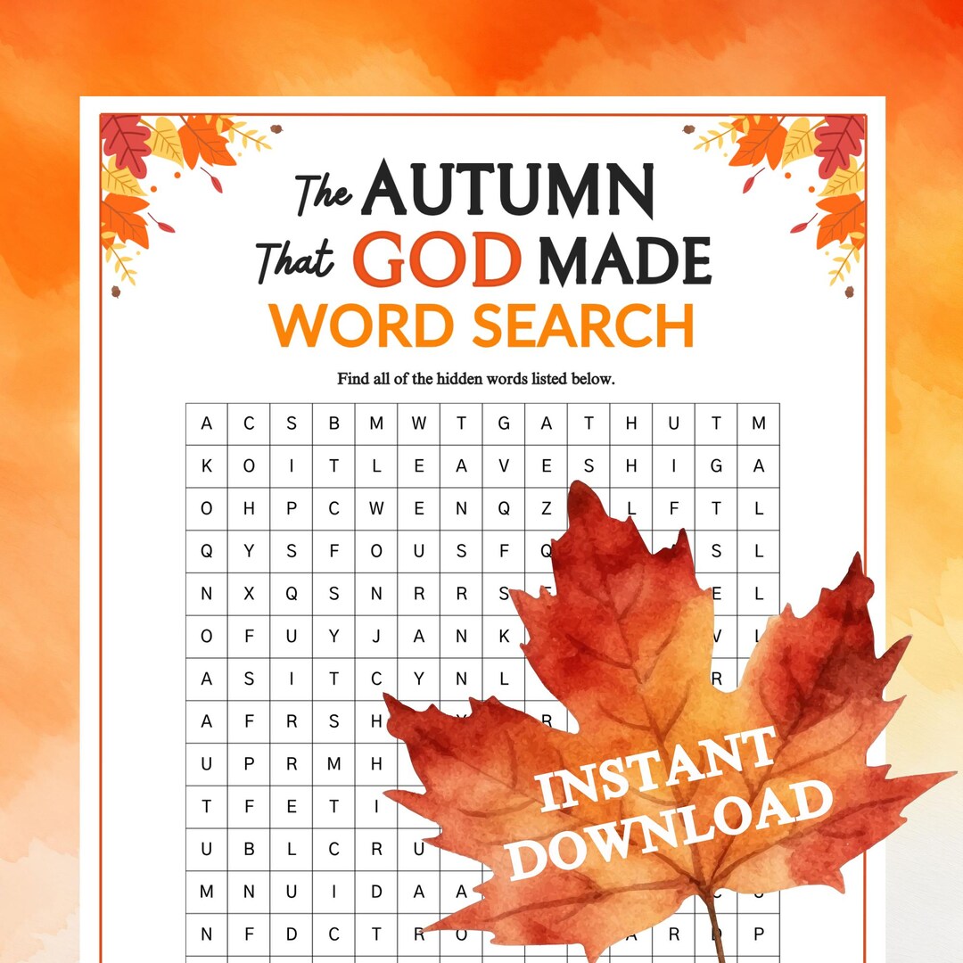 The Autumn That God Made Word Search Game | Fall Printable for Church ...