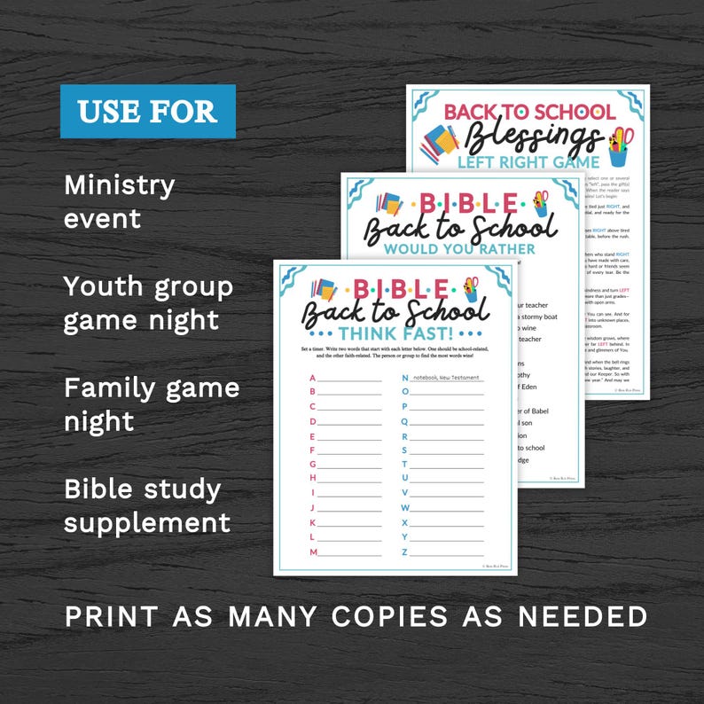 Bible Back to School Group Games BUNDLE | 3 Printables for Church ...