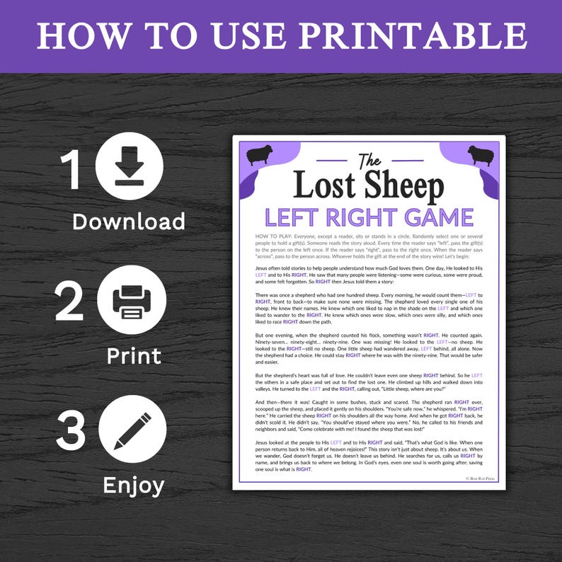The Lost Sheep Left Right Game | the 99 Jesus Parable Story Printable ...