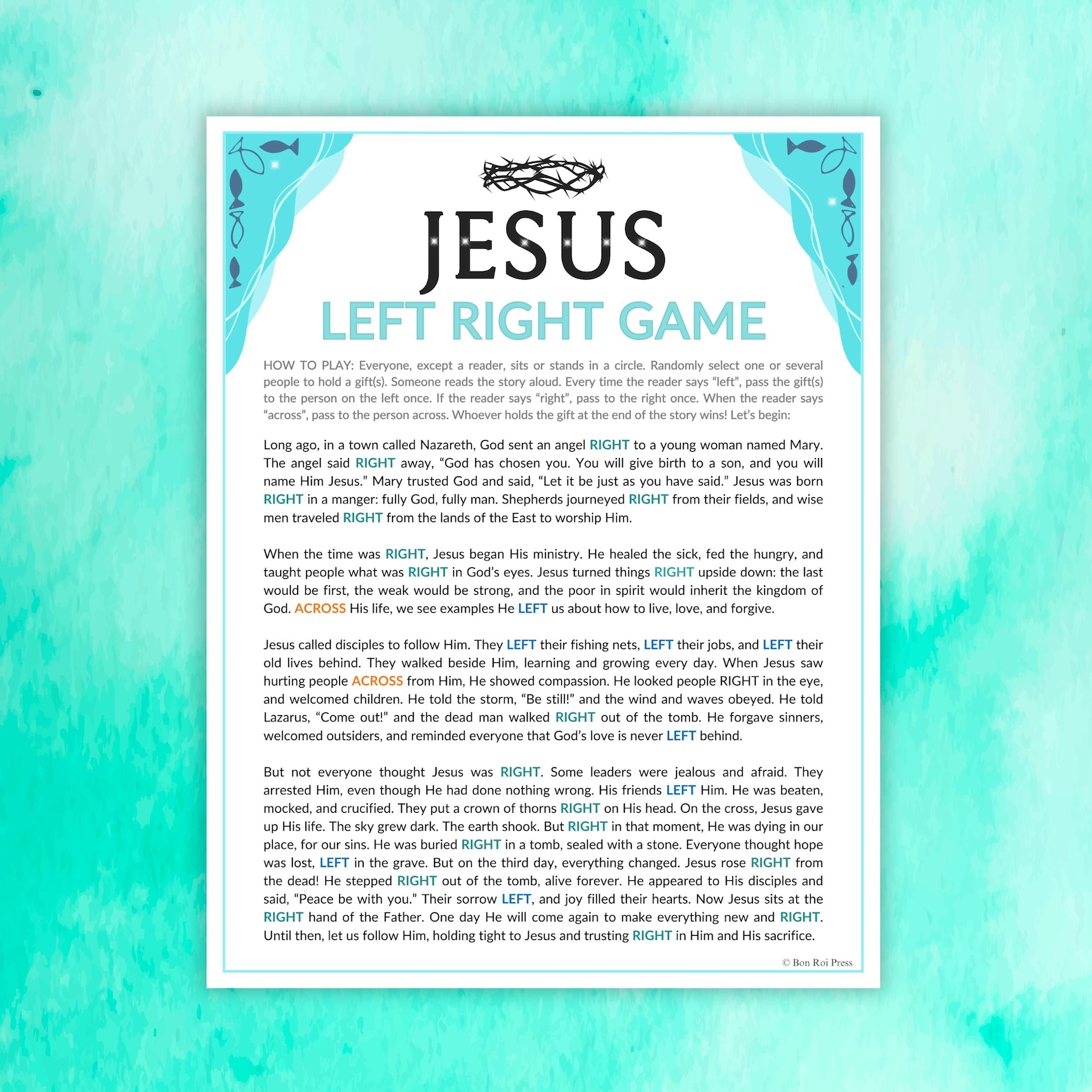 Jesus Left Right Game | Printable for Church, Kids Teens Adults, Sunday ...