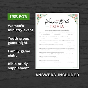 Women of the Bible Trivia Game | Printable for Church Youth Group ...